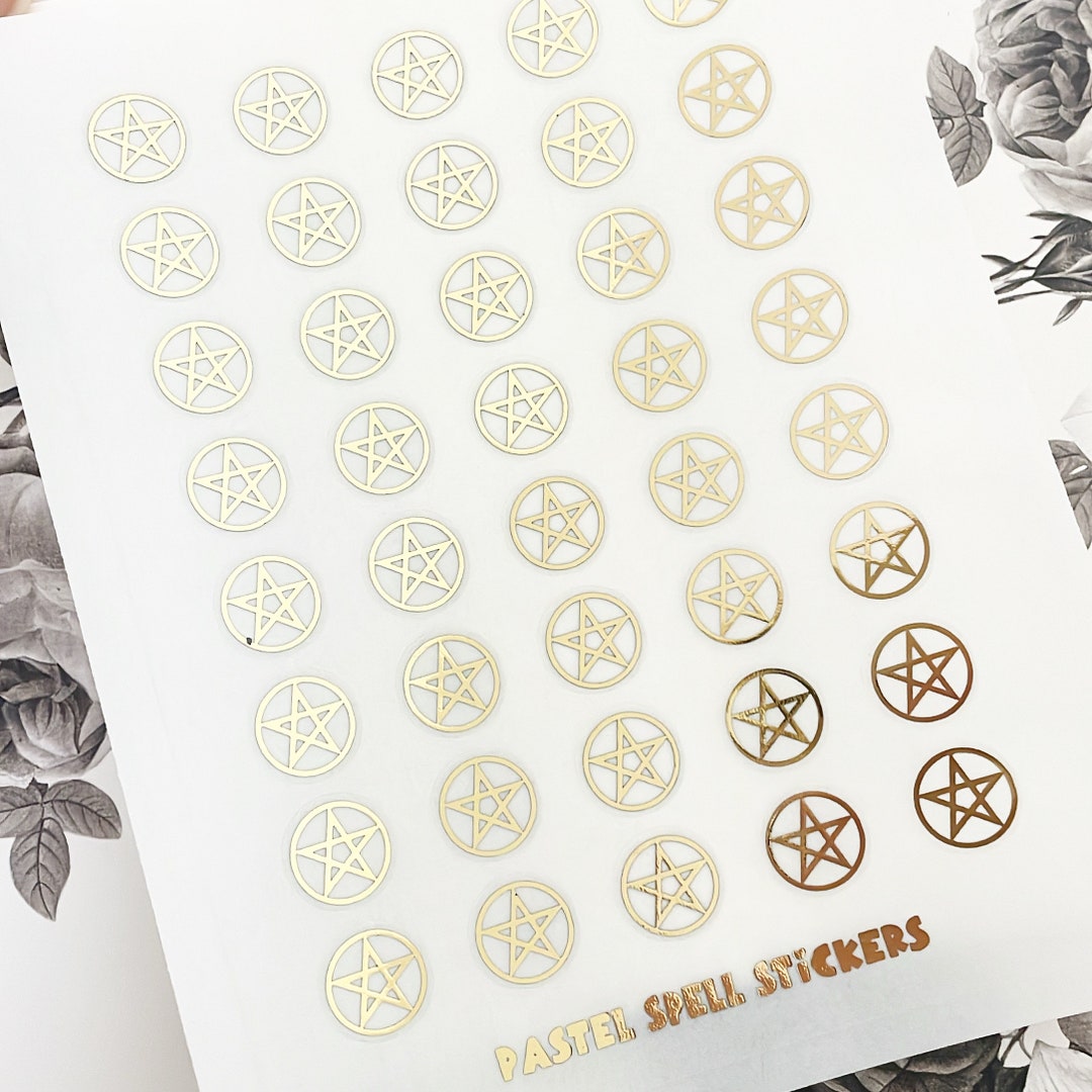 15mm GOLD Pentagram Stickers, Witchcraft Stickers, Halloween Stickers ...