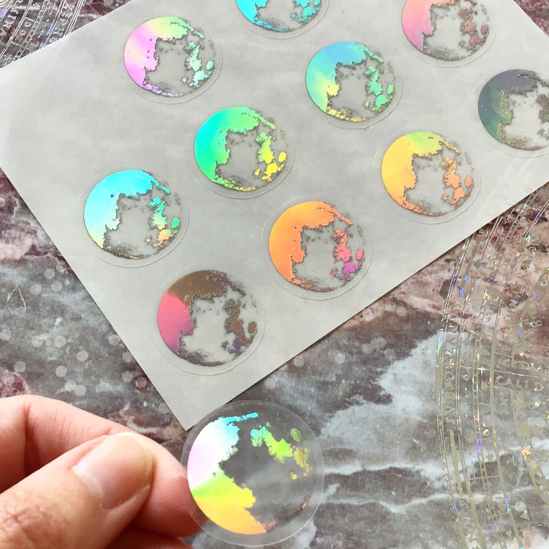 Clear Moon Stickers, Holographic Moons, Celestial Stickers - Etsy