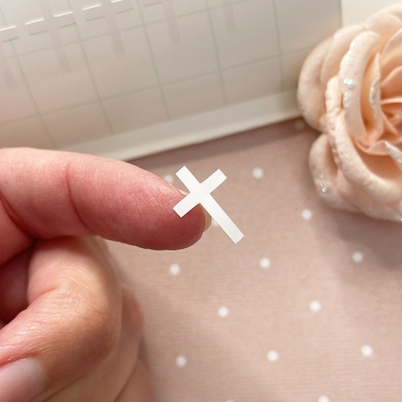 14mm Vinyl Glossy White Cross Stickers Tiny Cross Stickers - Etsy