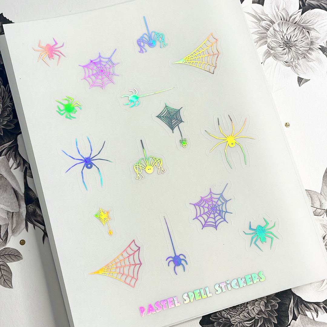 Assorted Holographic Spider Stickers, Insect Stickers, Spider Web ...