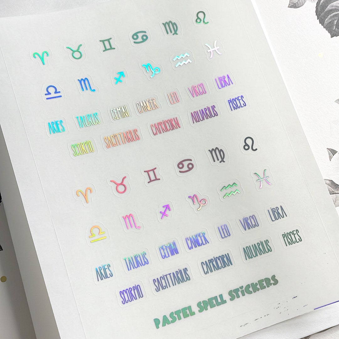 Zodiac Stickers, Holographic Zodiac Signs, Astrology Stickers, Foil ...