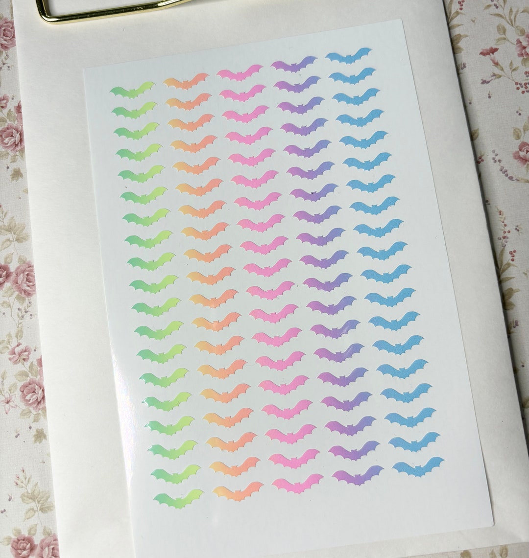 Pastel Rainbow Bats Stickers, 20x4mm Vinyl Halloween Stickers, Goth ...