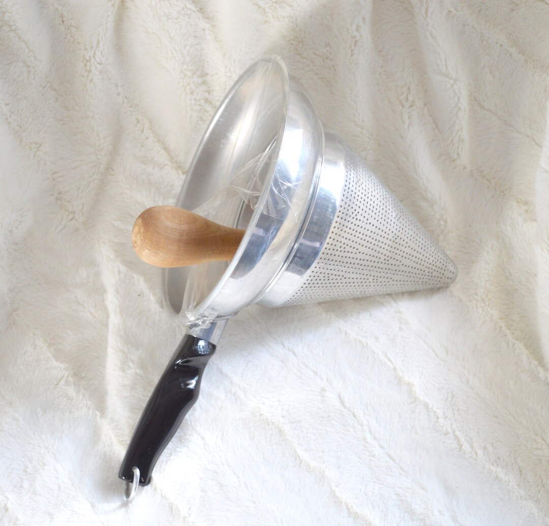 Vintage Metal Sieve Strainer, Aluminum Cone Shaped Food Colander ...