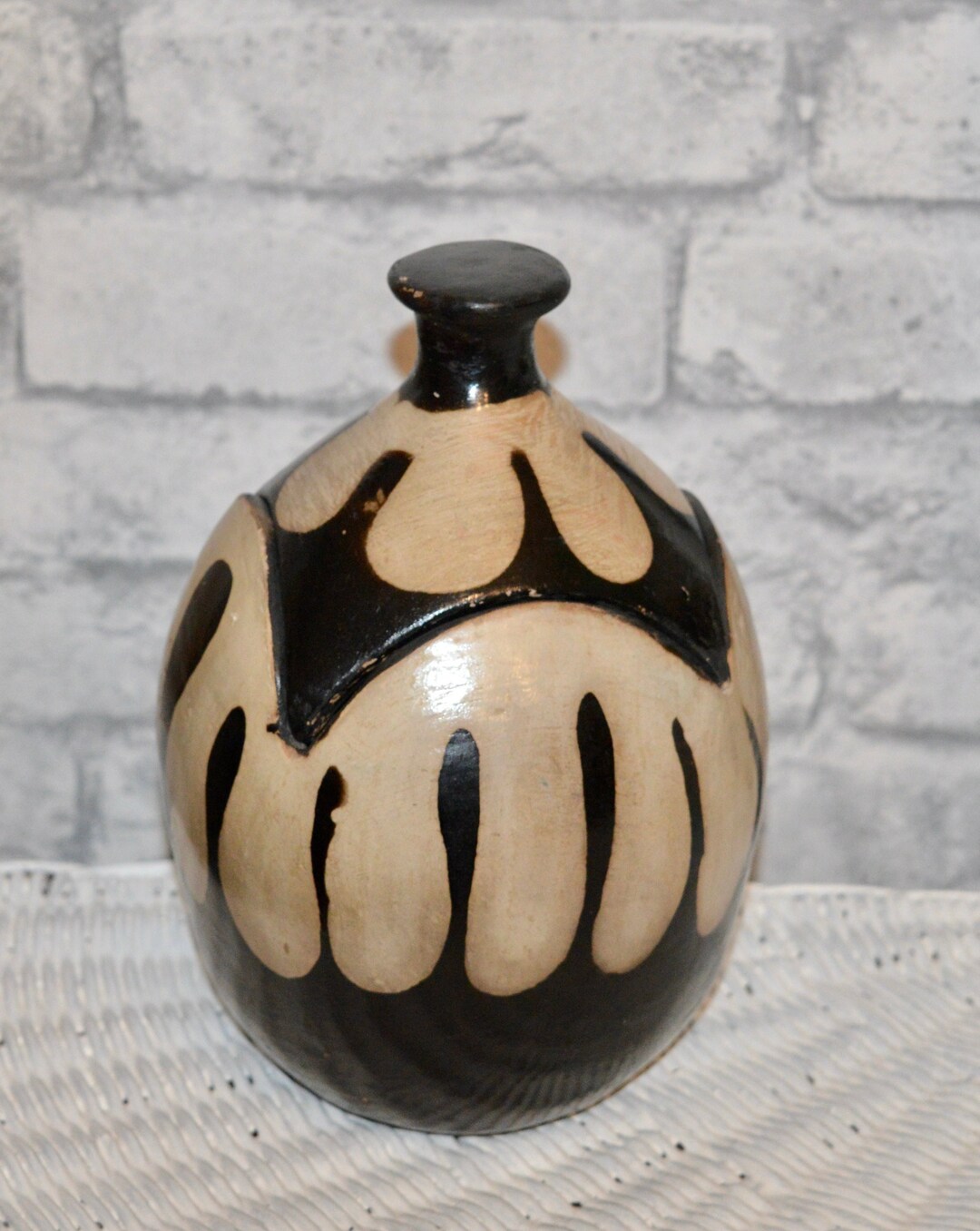 Vintage Asian Clay Pot With Lid, 2 Piece Clay Pot, Primitive Storage ...