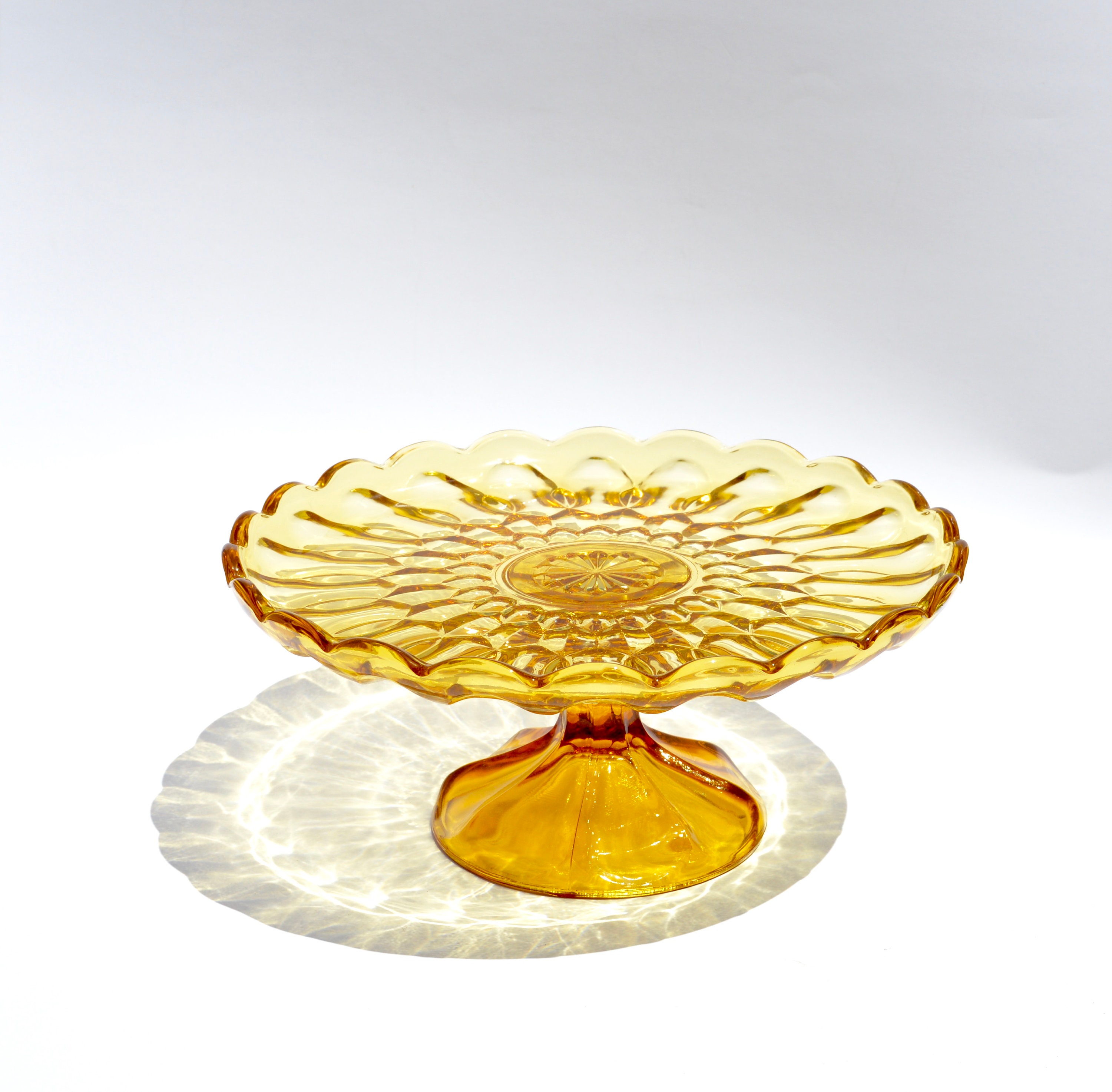 Vintage Amber Glass Cake Stand, Amber Fairfield Entertaining Set ...