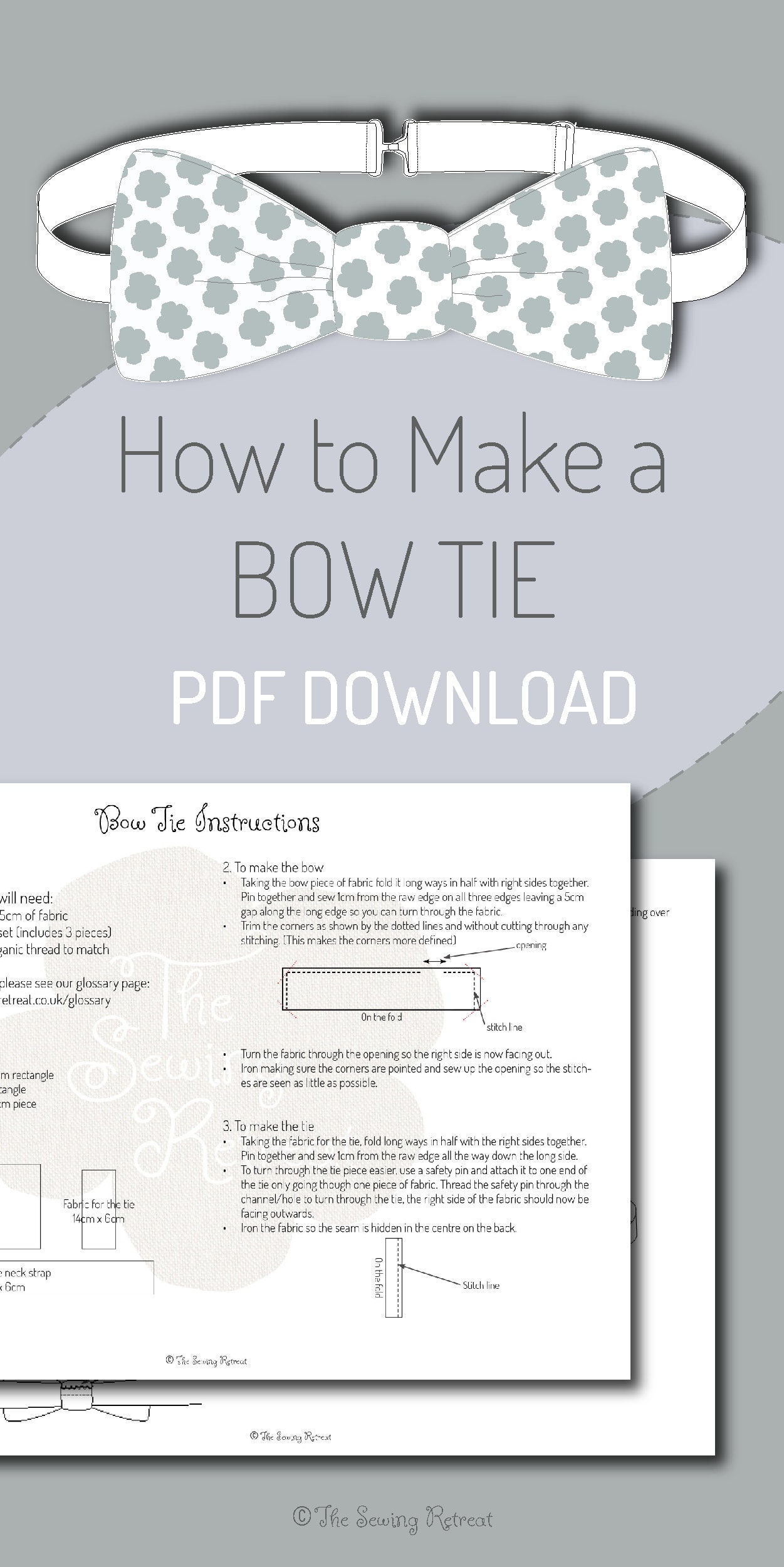 Bow Tie PDF Sewing Instructions With Illustrations - Etsy