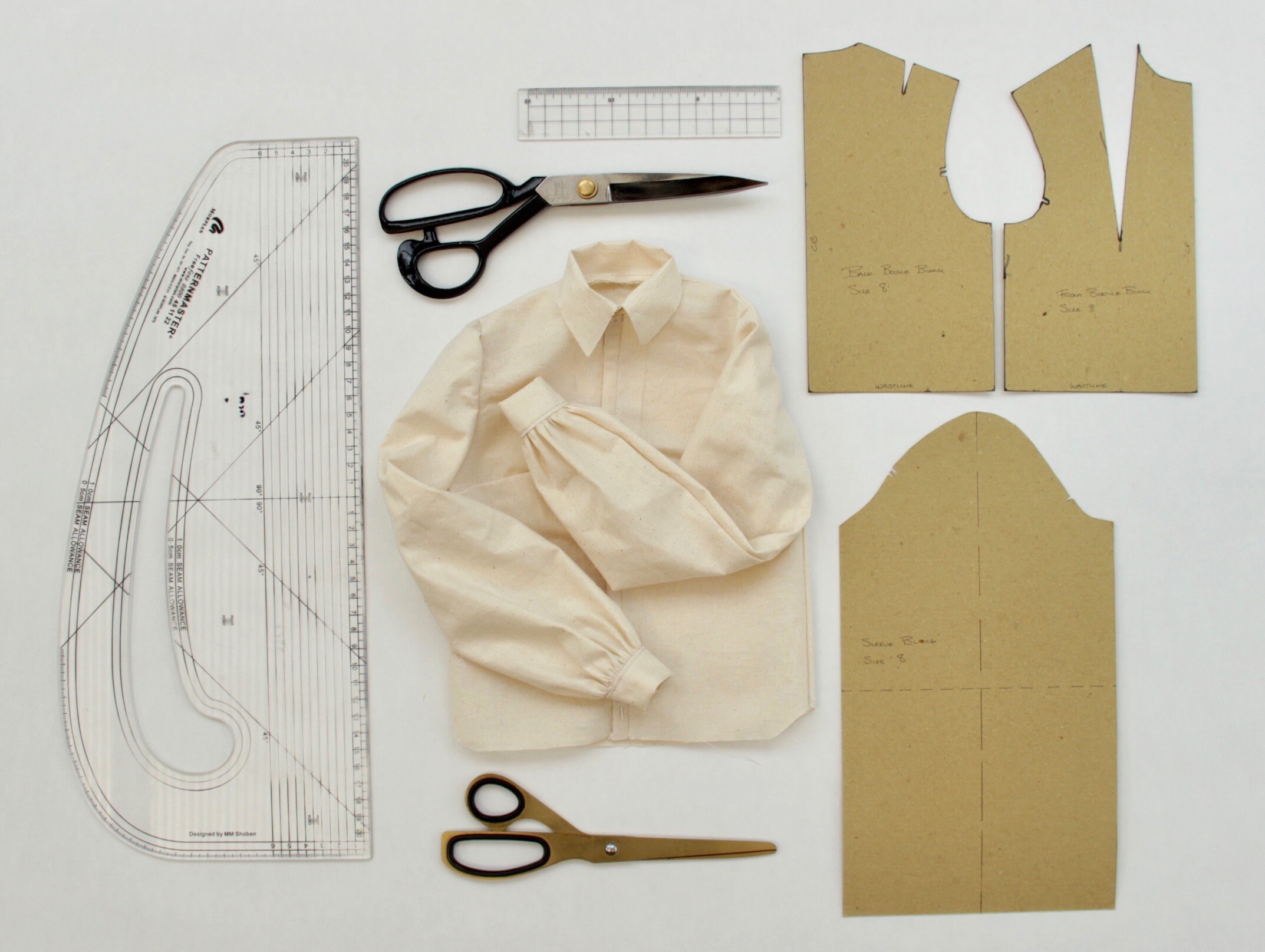 Half-scale Woven Bodice and Sleeve Pattern Blocks | Printable Pdf ...