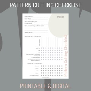 Printable Pattern Cutting Checklist and Sewing Pattern Organiser - Etsy