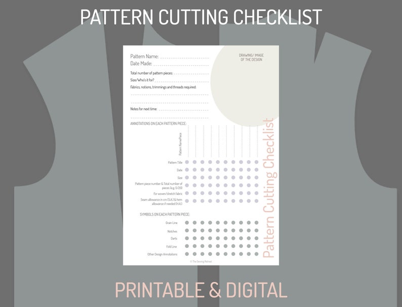 Printable Pattern Cutting Checklist and Sewing Pattern Organiser - Etsy
