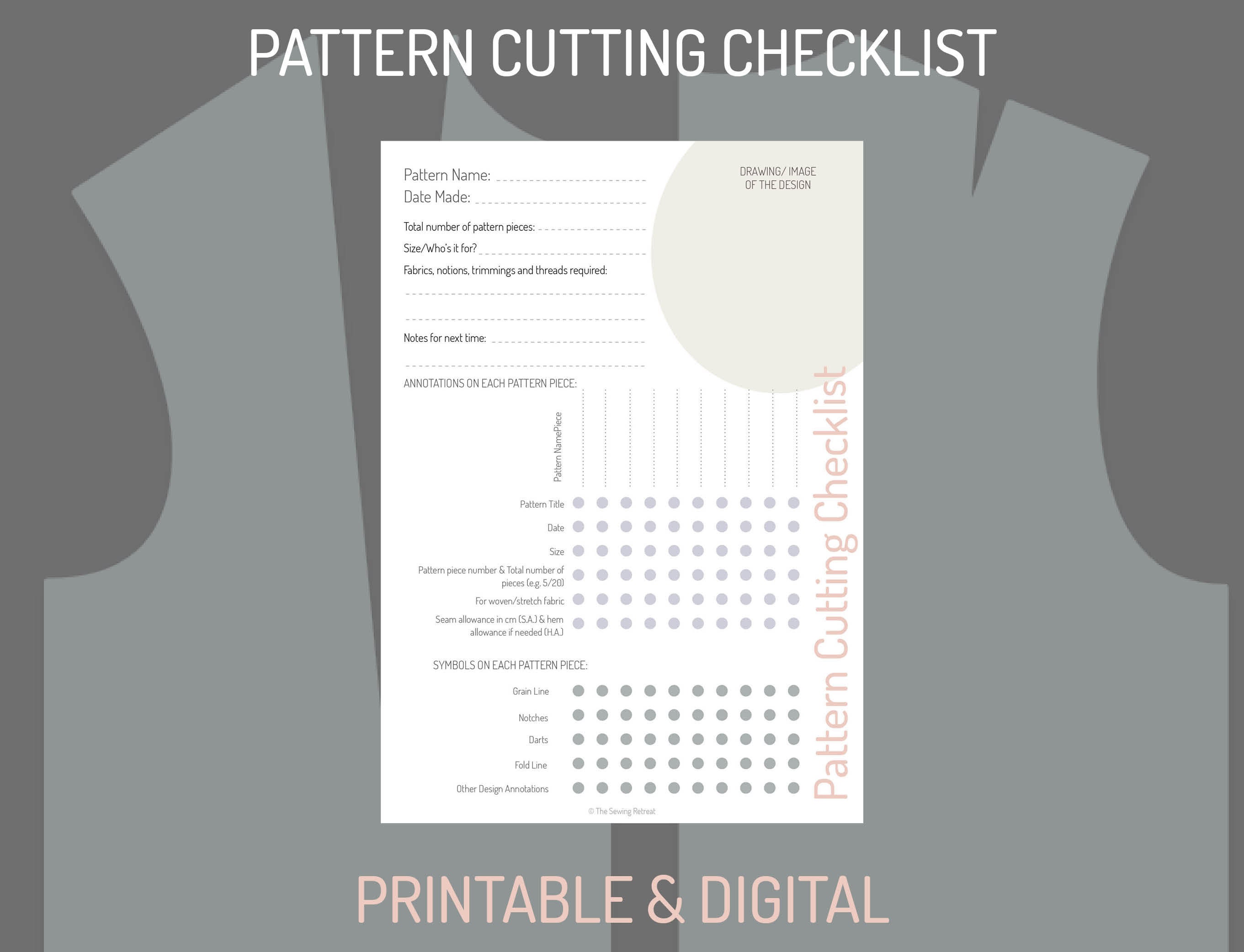 Printable Pattern Cutting Checklist and Sewing Pattern Organiser - Etsy