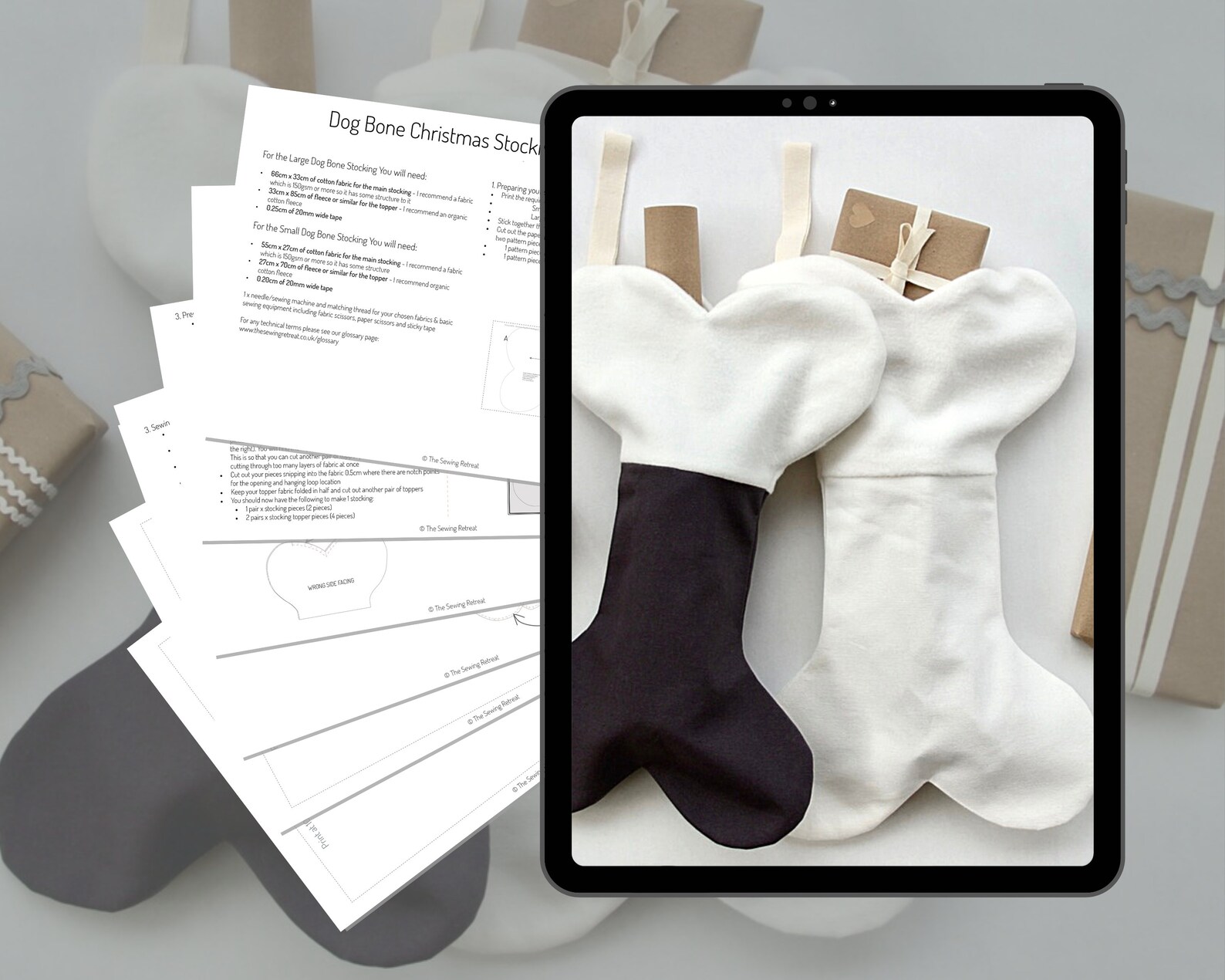 Dog Bone Christmas Stocking PDF Sewing Pattern & Instructions - Etsy