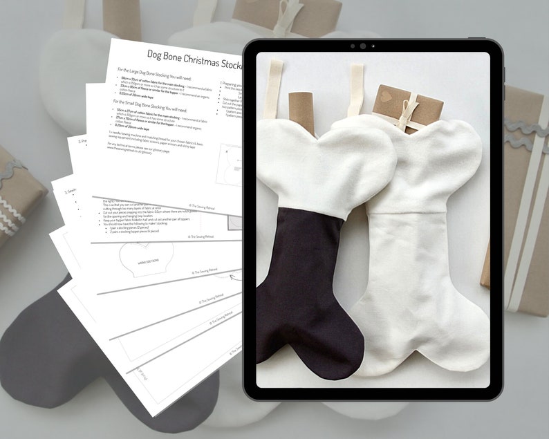 Dog Bone Christmas Stocking PDF Sewing Pattern & Instructions - Etsy
