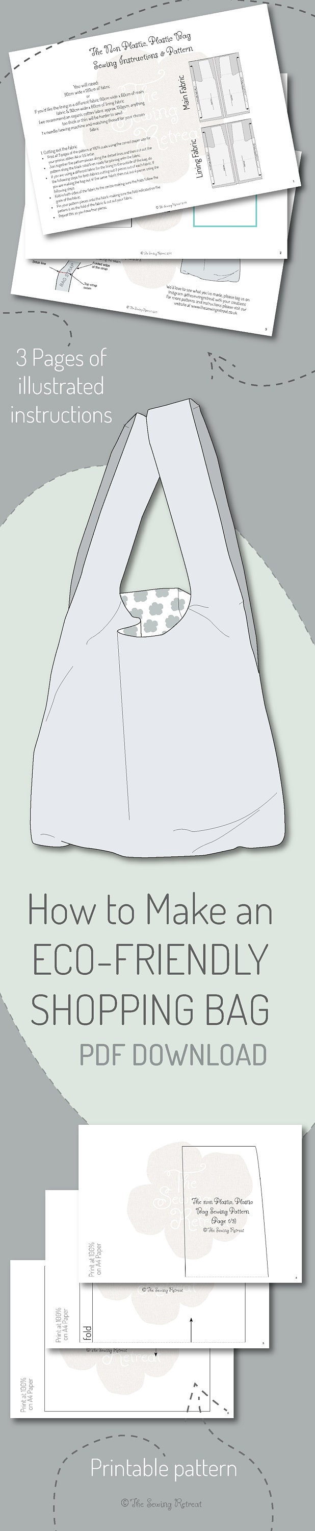 Eco-friendly Shopping Bag PDF Sewing Pattern & Instructions - Etsy