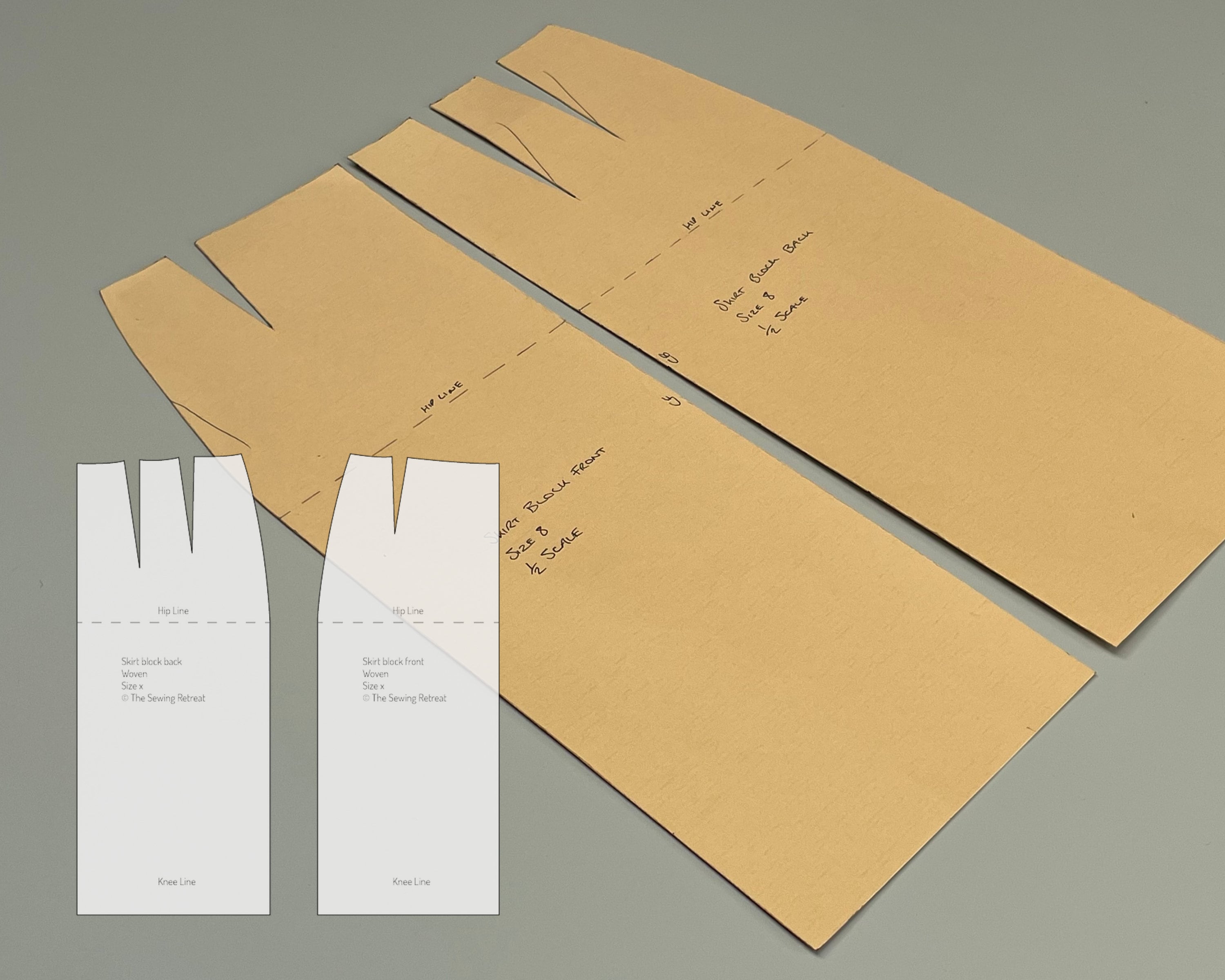 Half-scale Woven Skirt Pattern Blocks | Printable Pdf | Size 4-24 UK ...