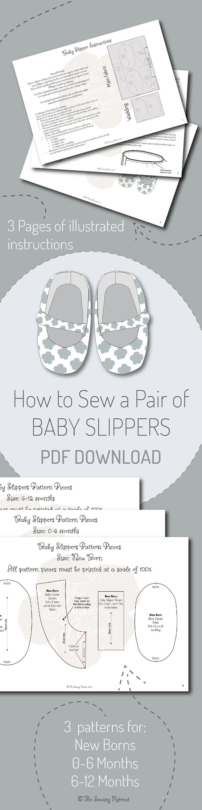 Baby Slipper PDF Sewing Pattern & Instructions - Etsy