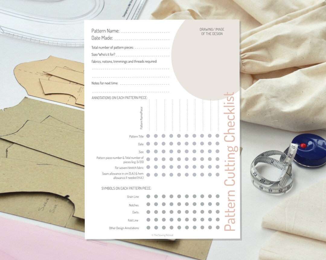 Printable Pattern Cutting Checklist and Sewing Pattern Organiser - Etsy