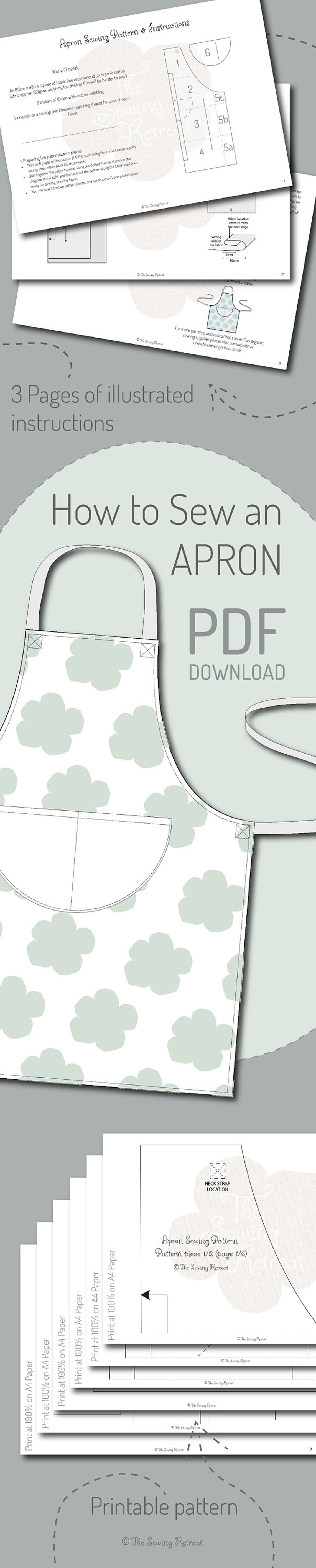 Apron PDF Sewing Pattern & Instructions - Etsy