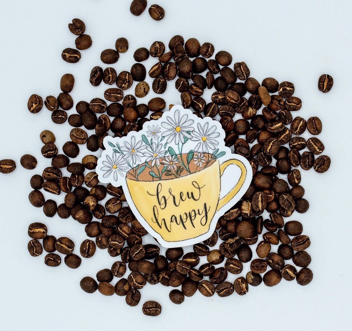 Brew Happy Coffee Mug Sticker | Etsy