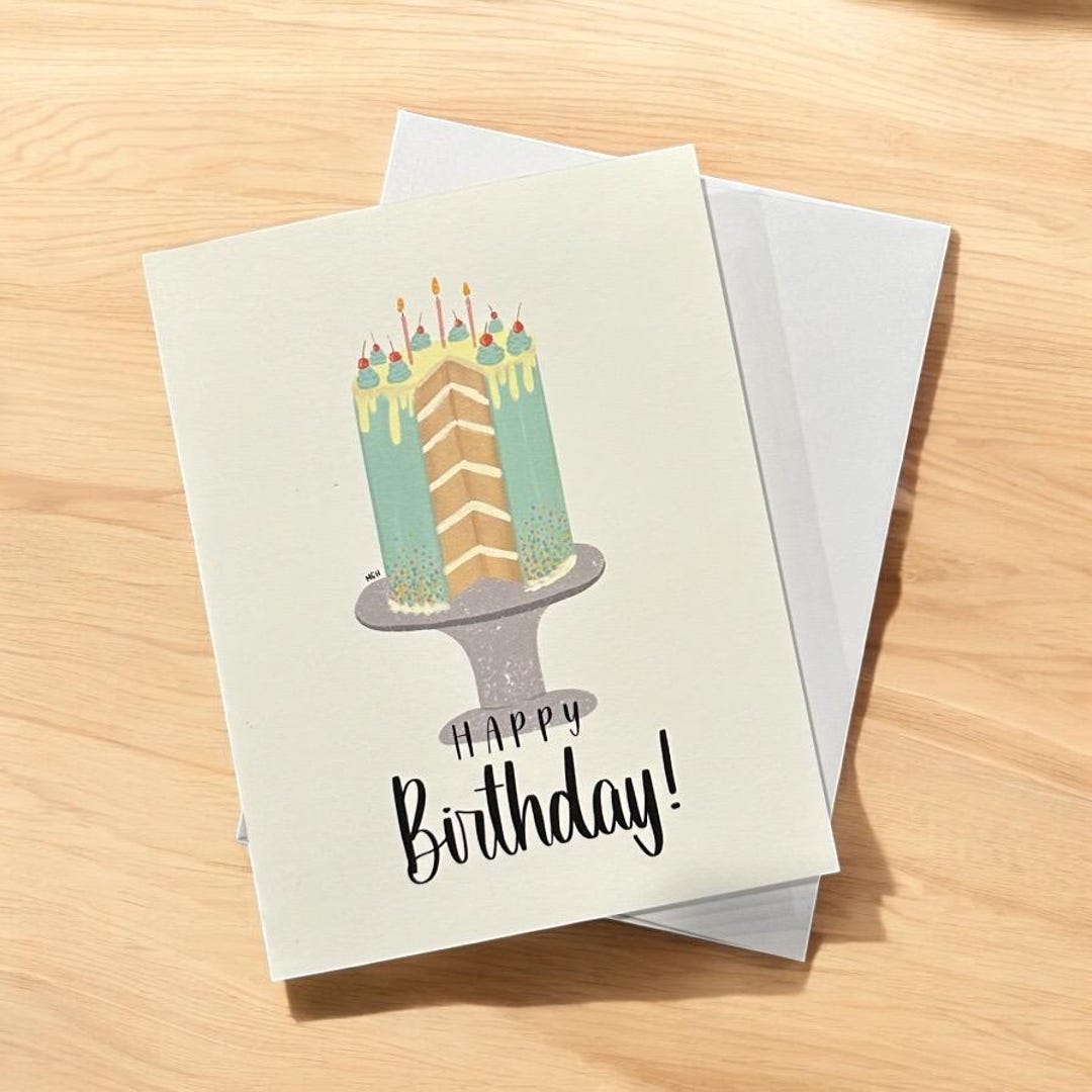 Birthday Cake Notecard - Etsy
