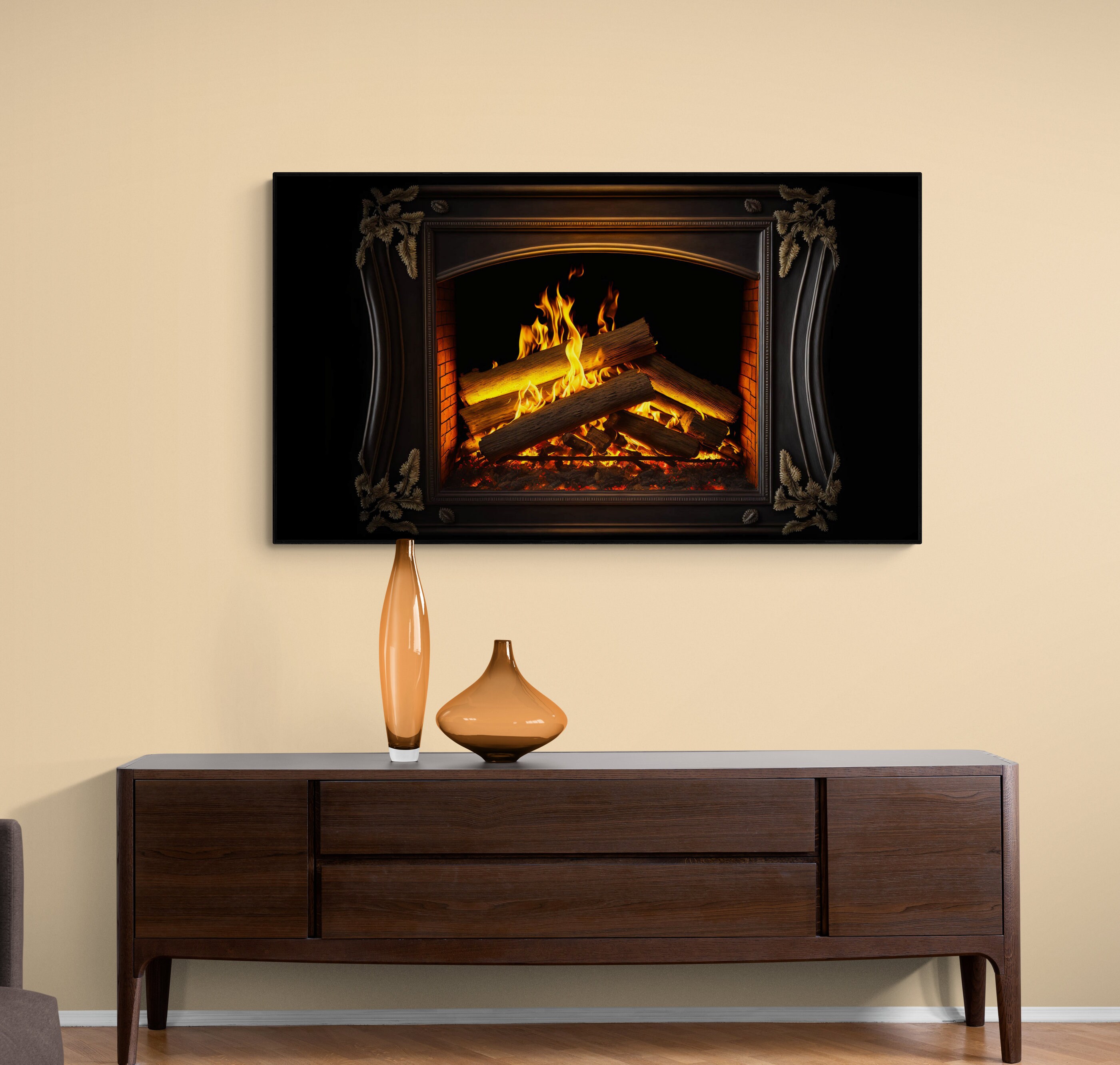 Samsung Frame TV 4K ORIGINAL Burning Fireplace Screen Printable Wall ...