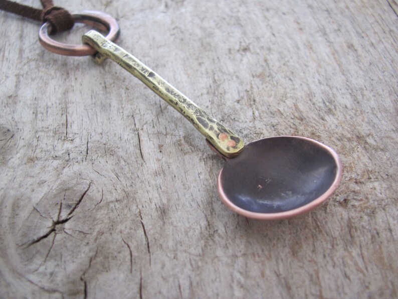 Spoon Necklace Mini Spoon Pendant Copper Spoon Forged Necklace Spoon ...