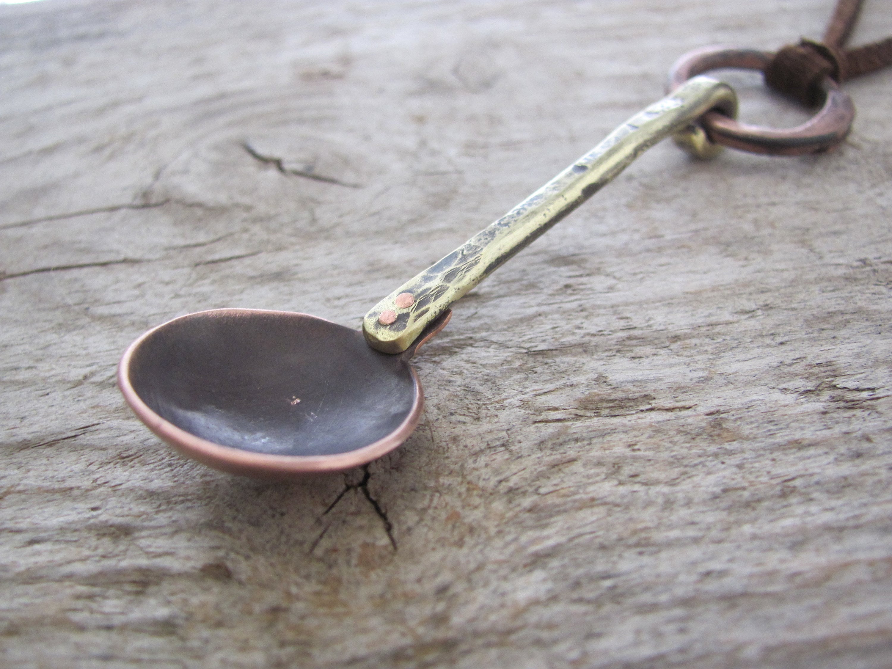 Spoon Necklace Mini Spoon Pendant Copper Spoon Forged Necklace Spoon ...