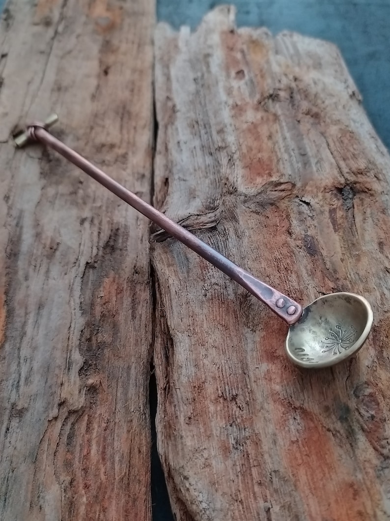 Hand Forged Copper Coffee Spoon With Brass Ladle - Etsy