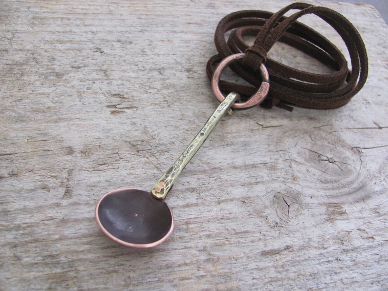 Spoon Necklace Mini Spoon Pendant Copper Spoon Forged Necklace Spoon ...