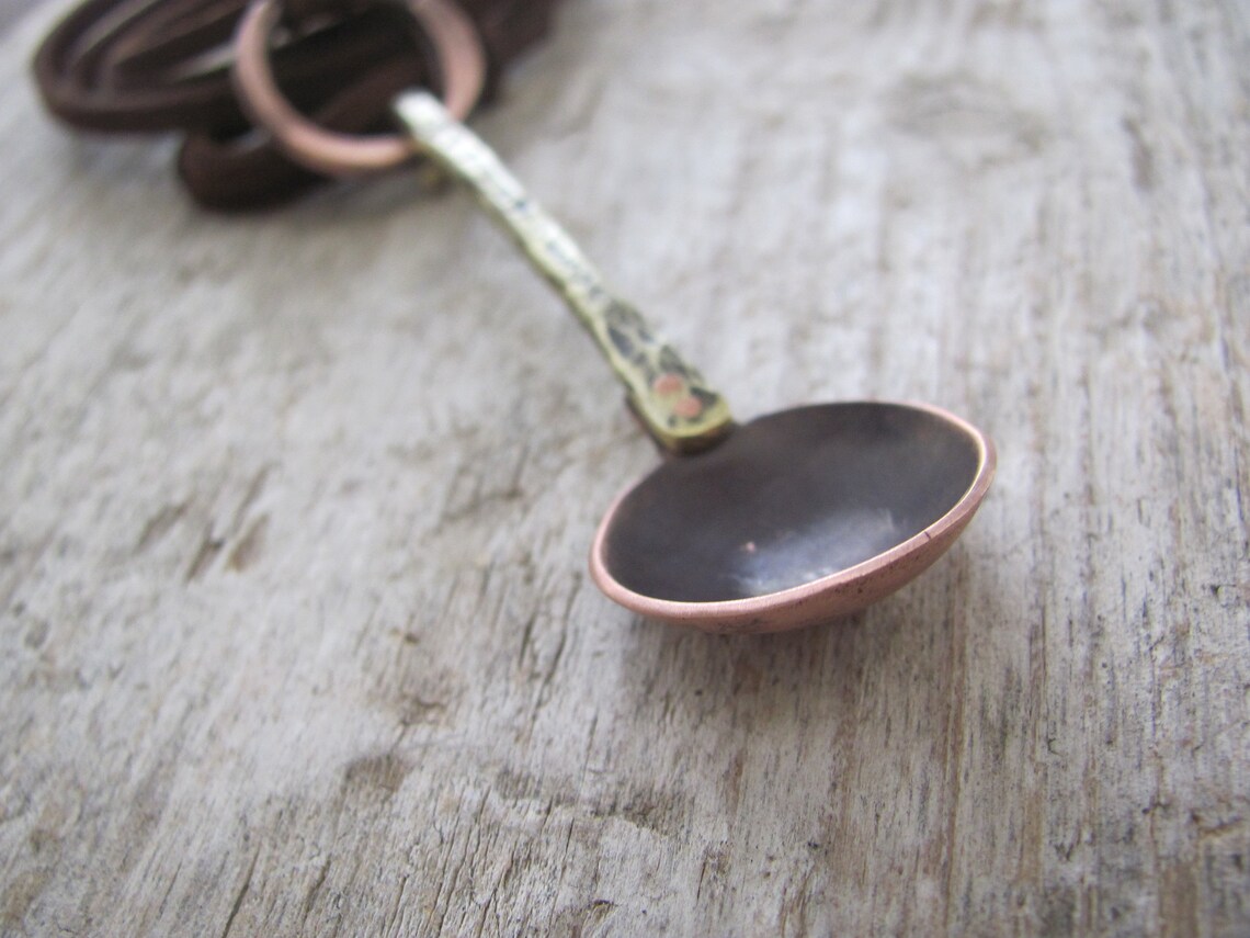 Spoon Necklace Mini Spoon Pendant Copper Spoon Forged Necklace Spoon ...