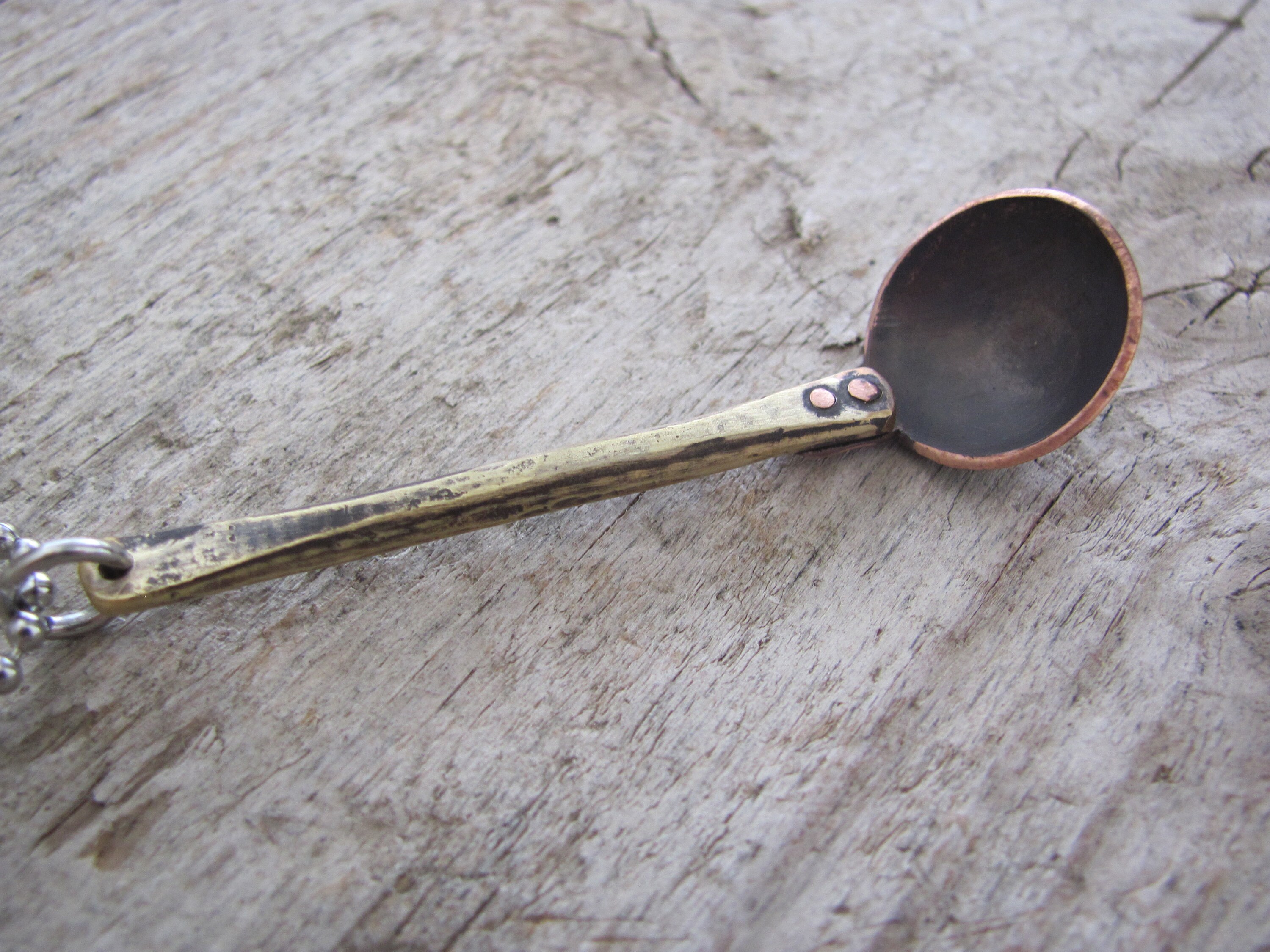 Spoon Necklace Mini Spoon Pendant Copper Spoon Forged Necklace - Etsy