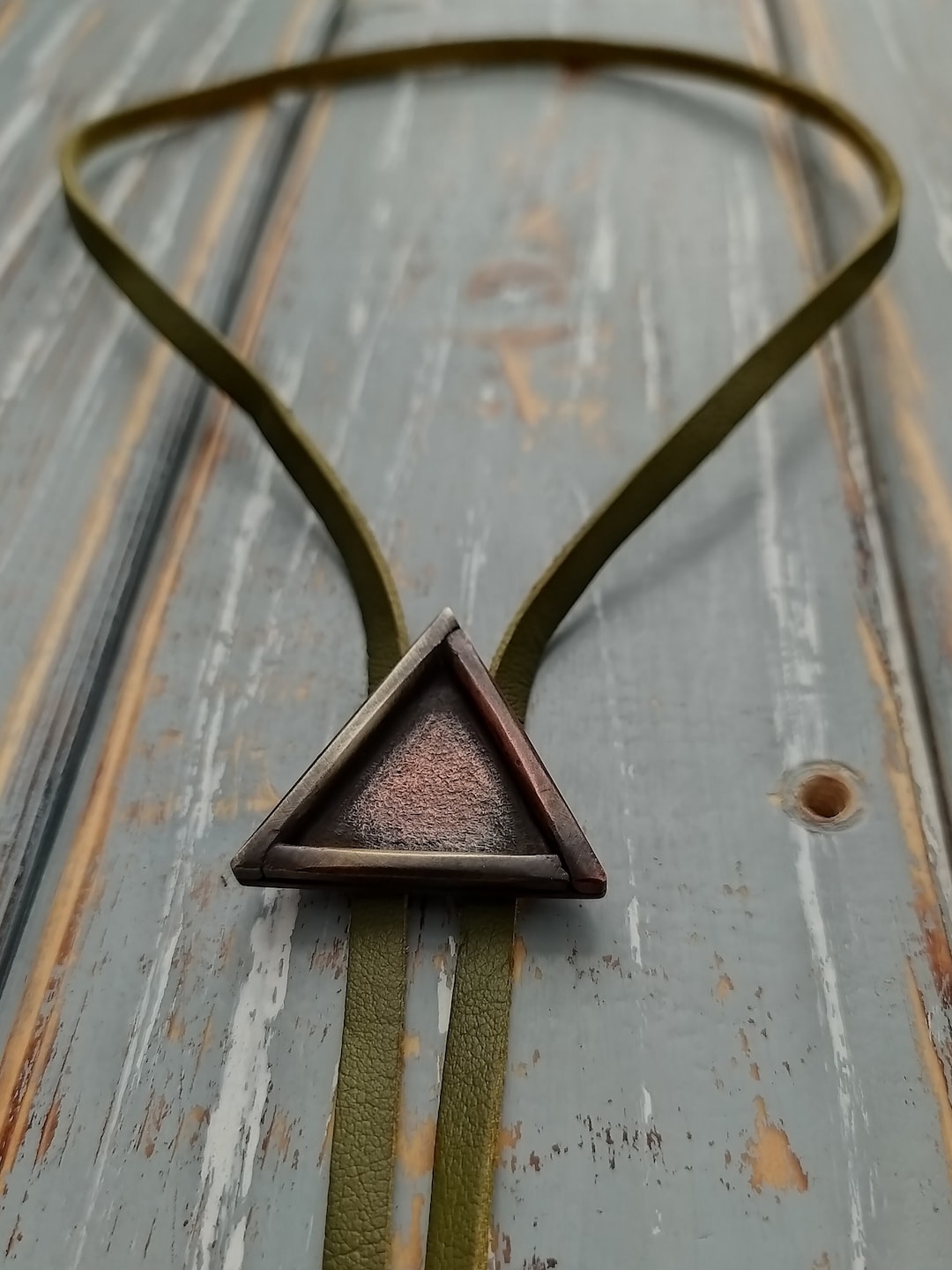 Geometric Copper Triangle Bolo Tie, Mens Womens Wedding Jewelry - Etsy