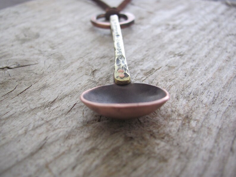 Spoon Necklace Mini Spoon Pendant Copper Spoon Forged Necklace Spoon ...