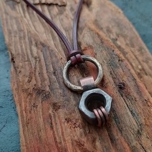 Iron Jewelry Forged Jewelry Forged Iron Nut Bolt Pendant Iron Necklace ...