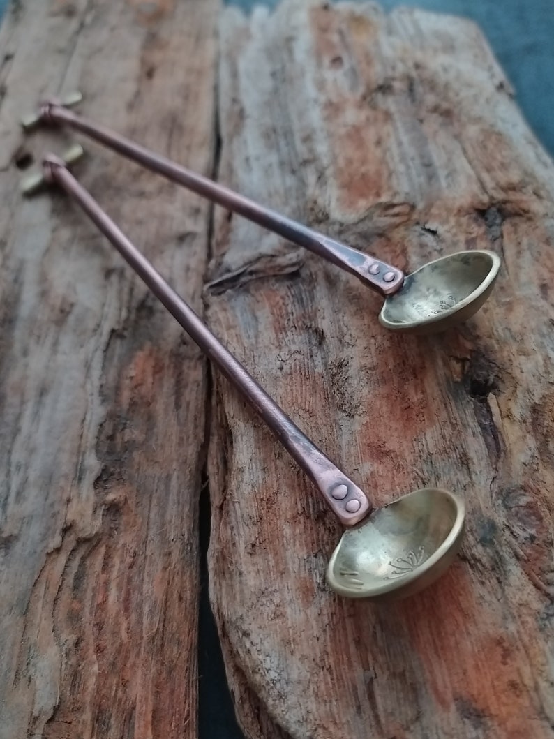 Hand Forged Copper Coffee Spoon With Brass Ladle - Etsy