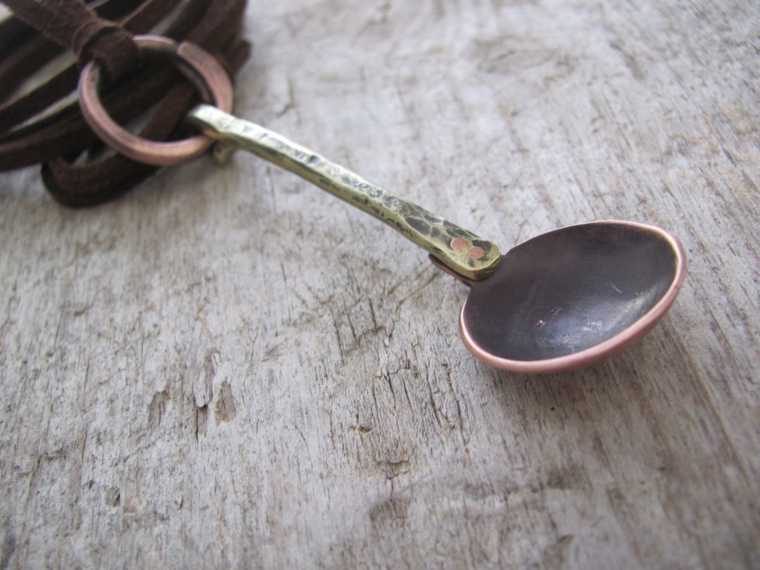 Spoon Necklace Mini Spoon Pendant Copper Spoon Forged Necklace Spoon ...