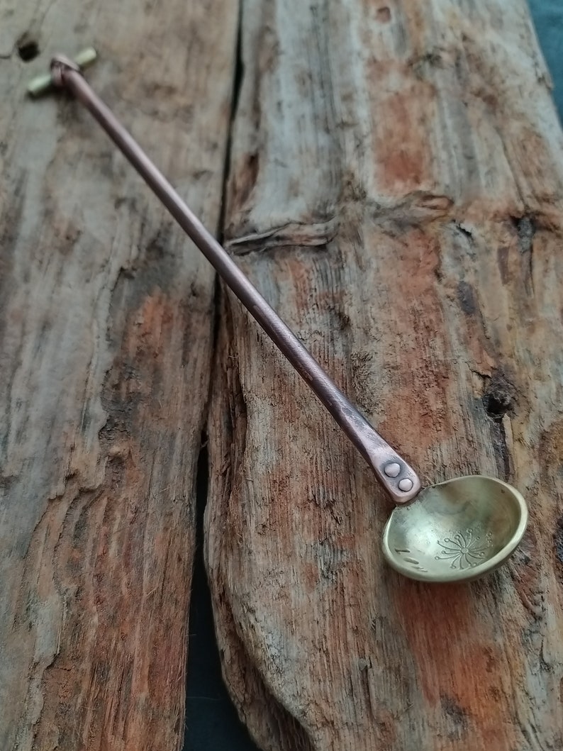 Hand Forged Copper Coffee Spoon With Brass Ladle - Etsy