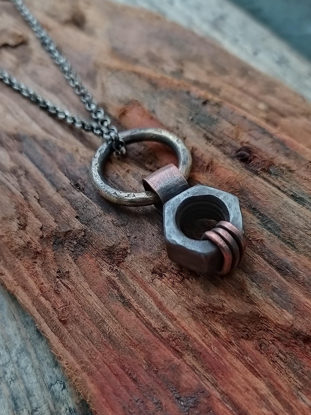 Iron Jewelry Forged Jewelry Forged Iron Nut Bolt Pendant Iron Necklace ...