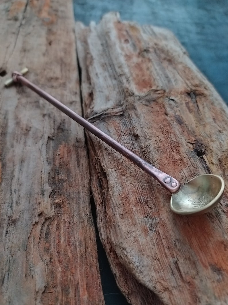 Hand Forged Copper Coffee Spoon With Brass Ladle - Etsy