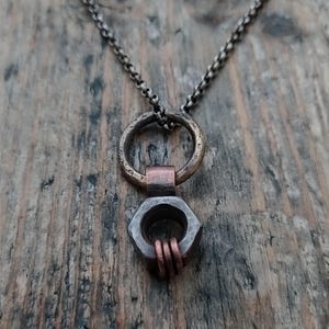 Iron Jewelry Forged Jewelry Forged Iron Nut Bolt Pendant Iron Necklace ...