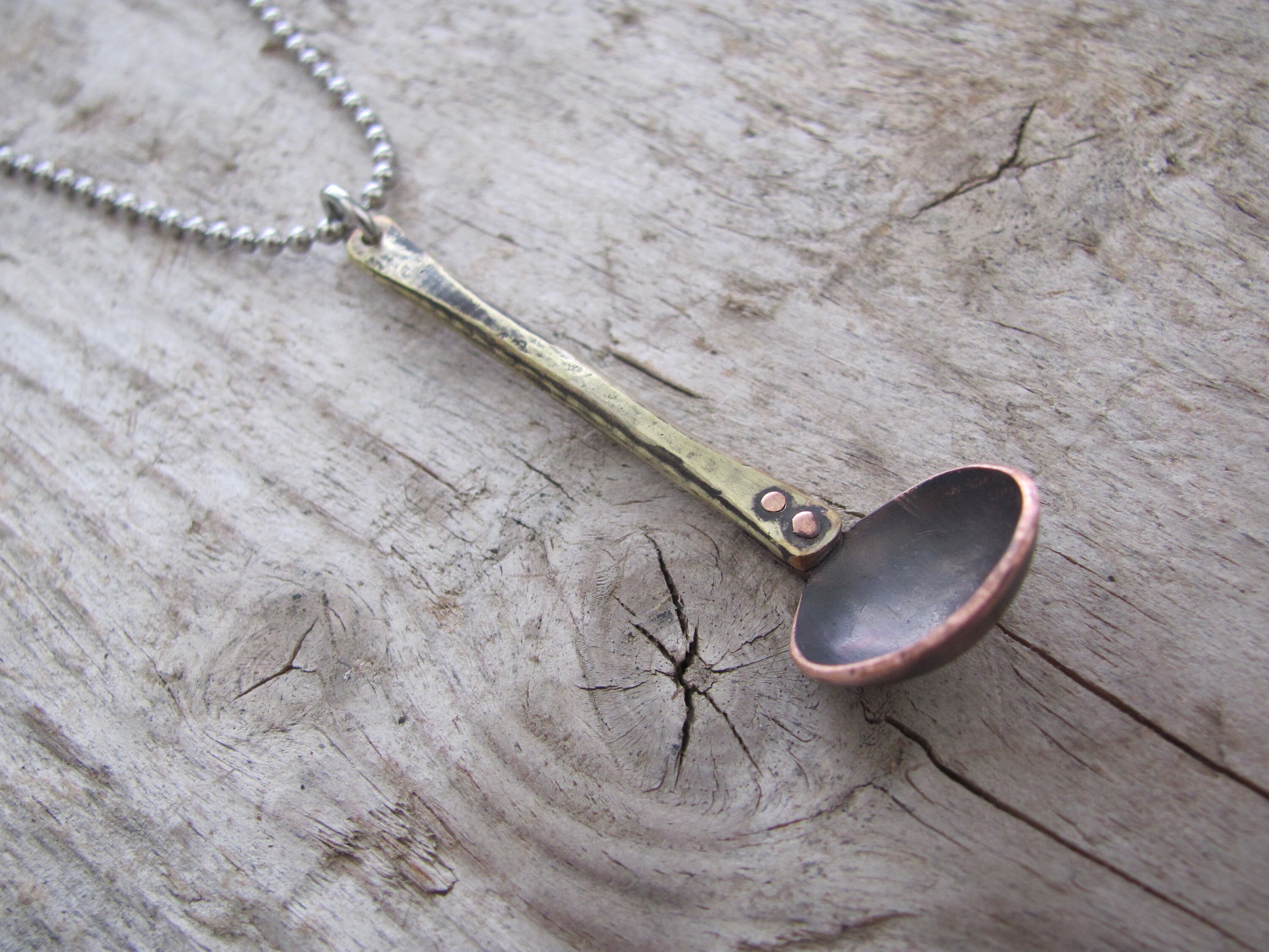 Spoon Necklace Mini Spoon Pendant Copper Spoon Forged Necklace - Etsy