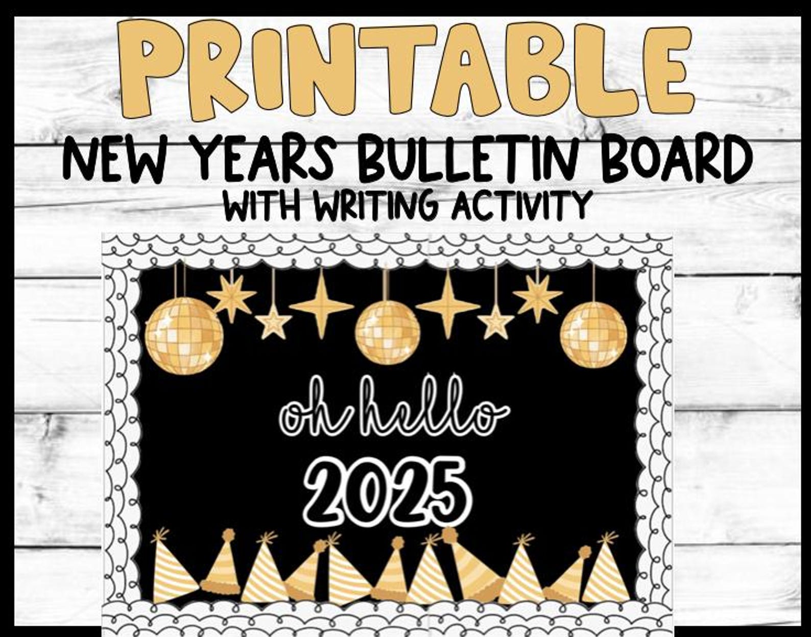 New Years Bulletin Board Kit: Disco Decor & Writing Activity (digital ...