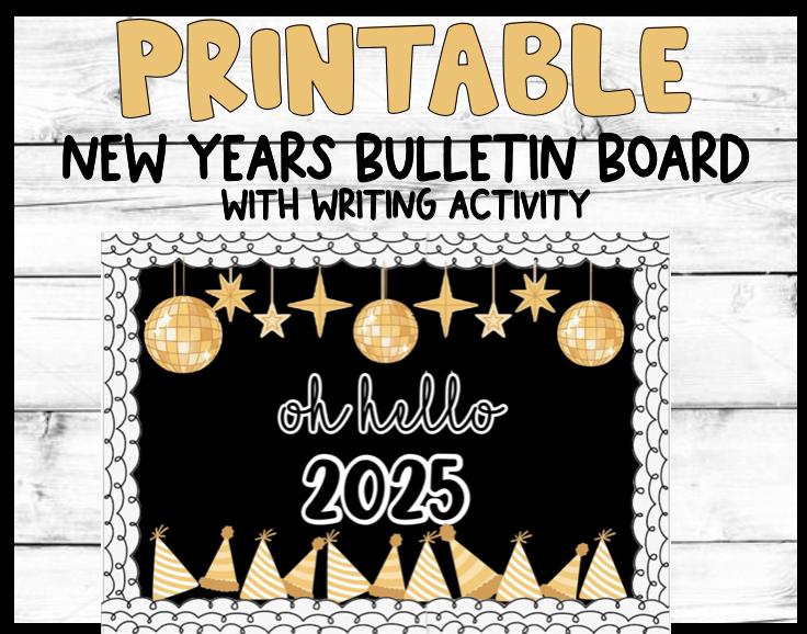 New Years Bulletin Board Kit: Disco Decor & Writing Activity (digital ...