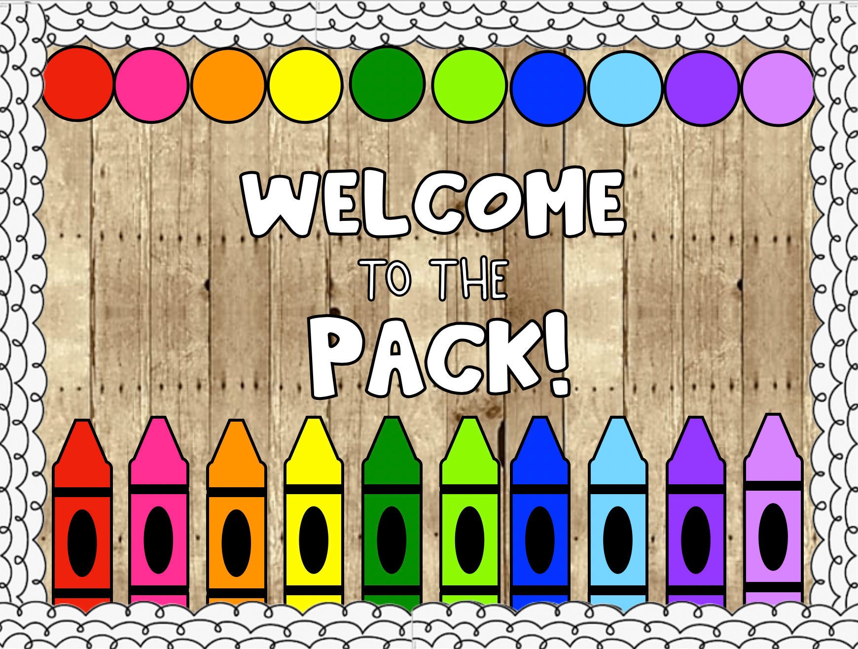 Crayon Bulletin Board Kit: Welcome to the Pack Decor (PRINTABLE File ...