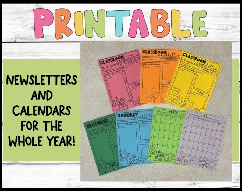 Seasonal Classroom Newsletter Template and Calendars Bundle the the ...