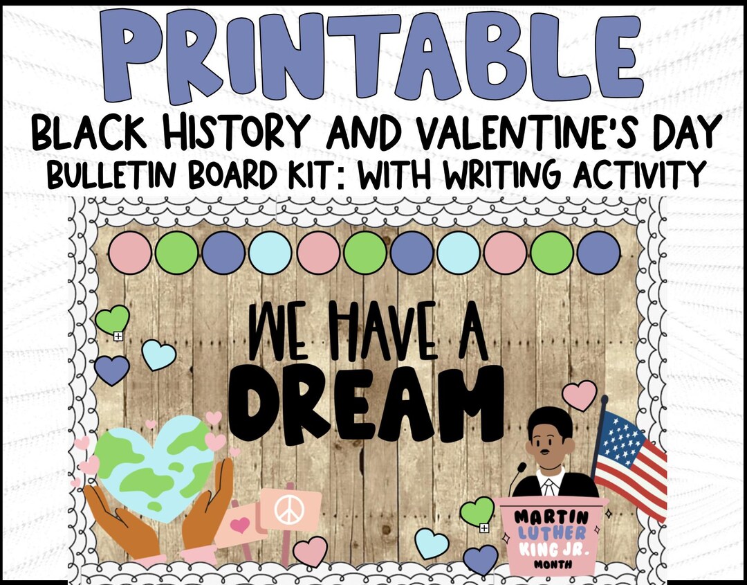 Black History Month & Valentine's Day Bulletin Board Kit (printable) - Etsy