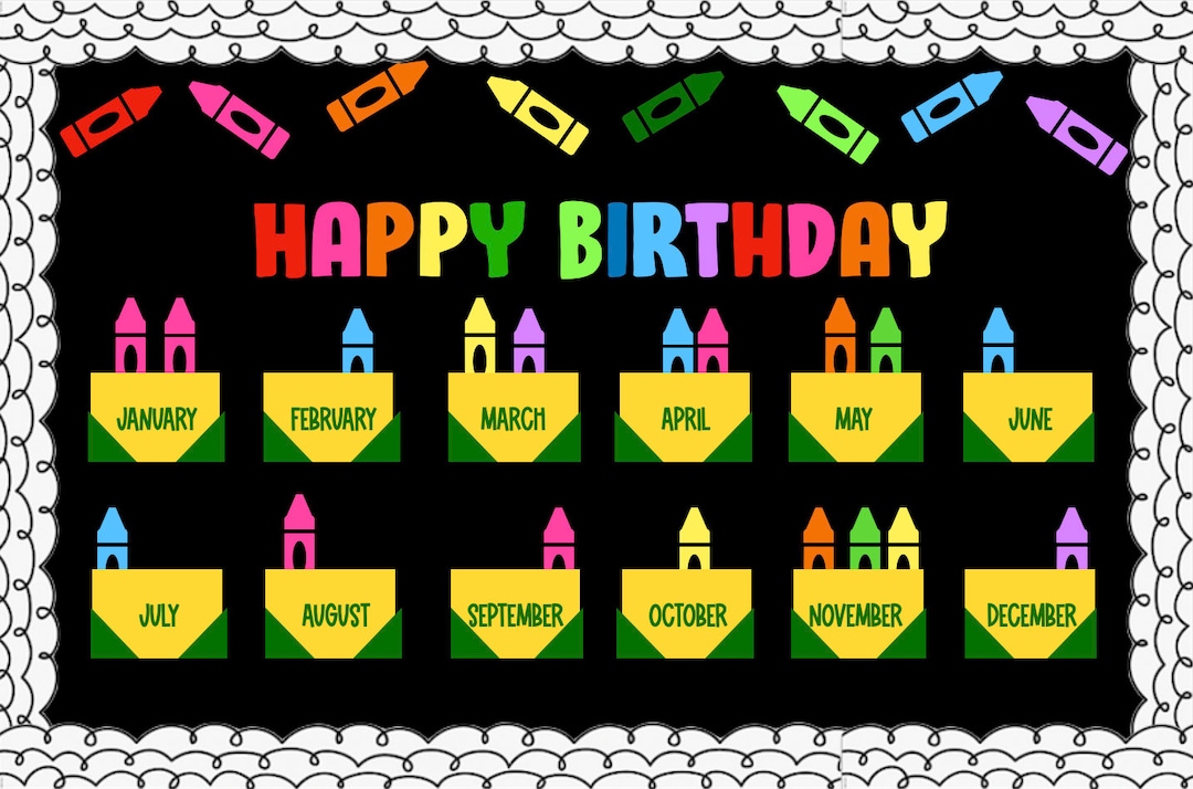 Crayon Birthday Bulletin Board Classroom Decor Birthdays - Etsy