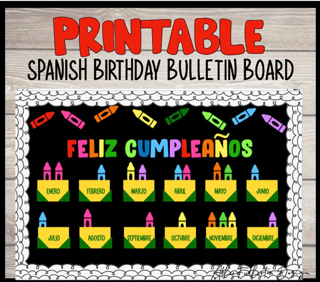 Spanish Crayon Birthday Bulletin Board, Classroom Decor, Birthdays ...