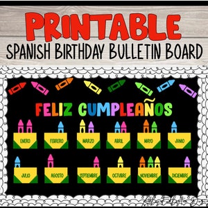 Spanish Crayon Birthday Bulletin Board, Classroom Decor, Birthdays ...