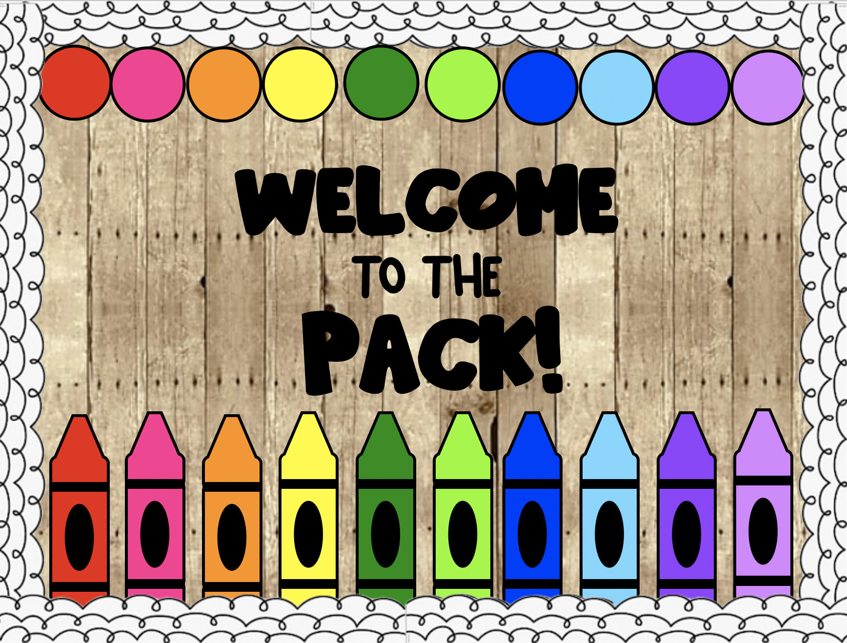 Crayon Bulletin Board Kit: Welcome to the Pack Decor (PRINTABLE File ...