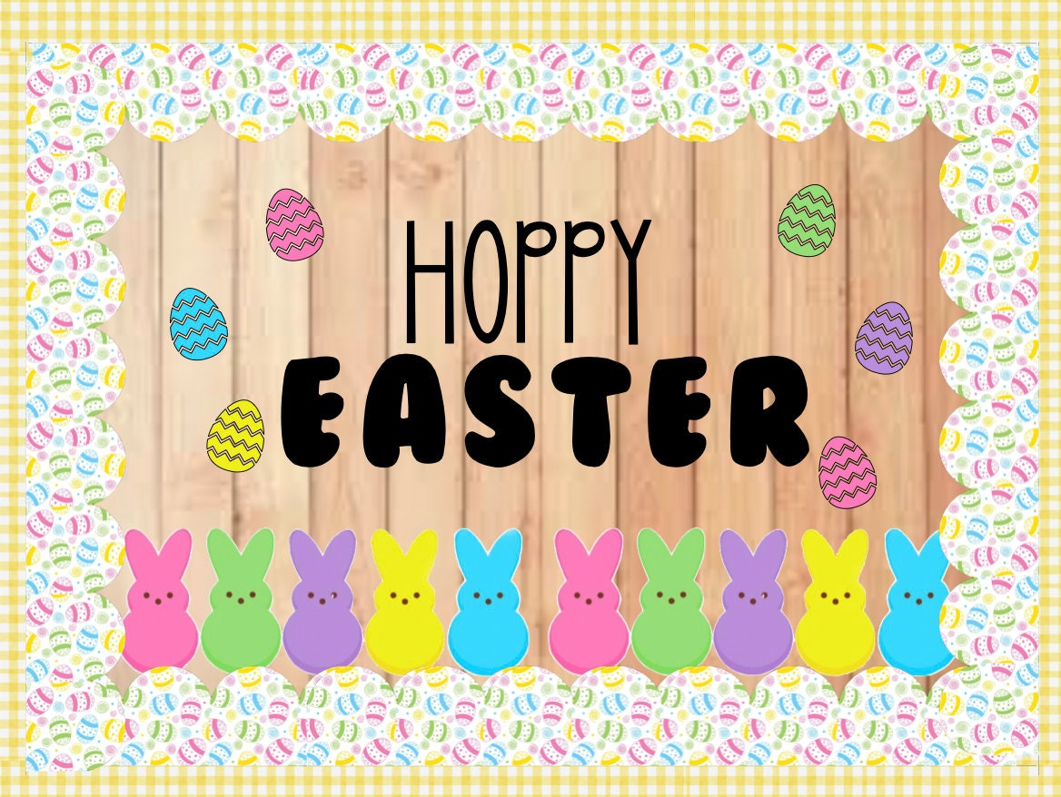 Easter Bulletin Board Printable: Welcome Peeps, Hoppy Easter (digital ...